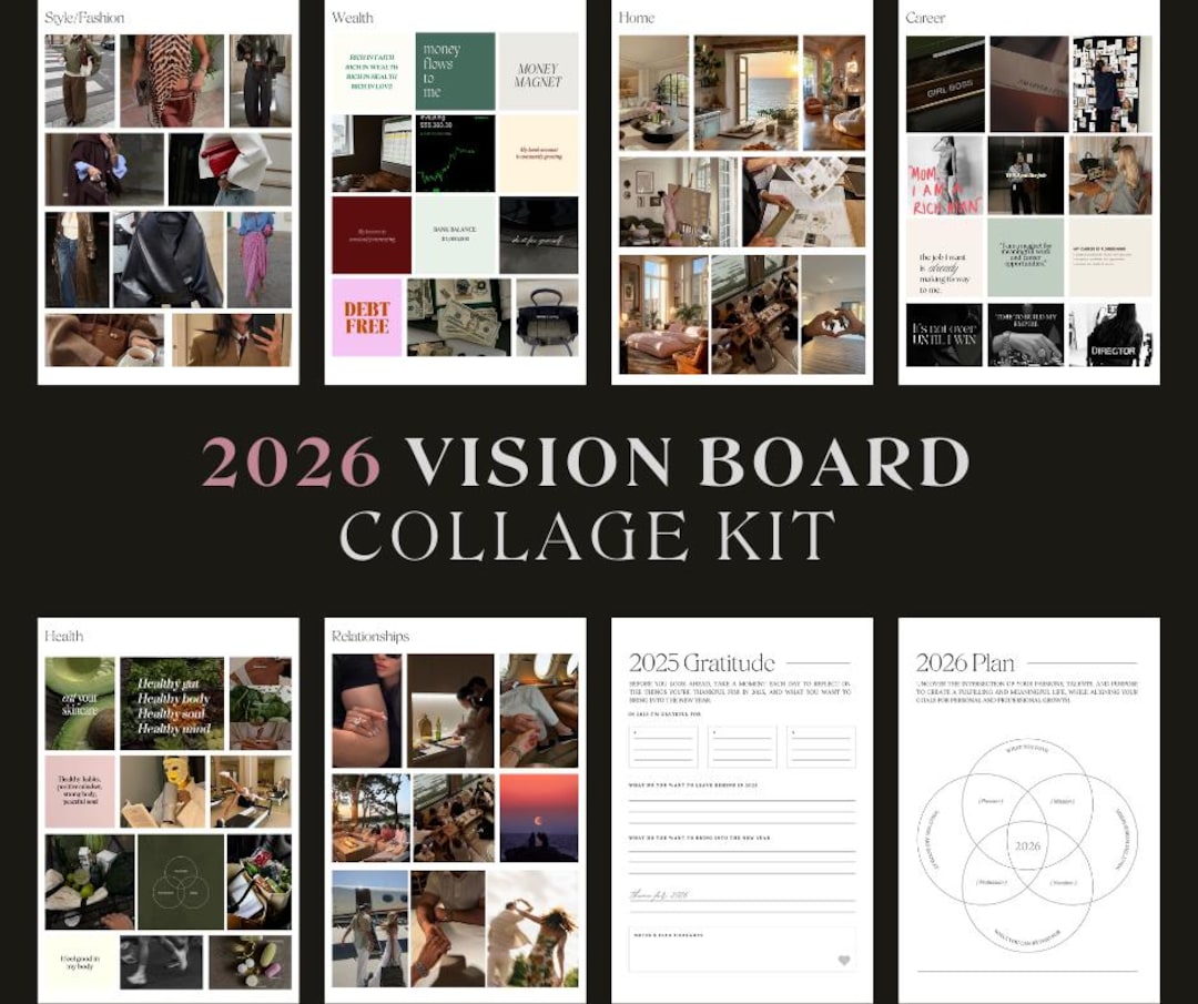 2026 Vision Board Collage Kit, Printable Goal Manifestation Images ...