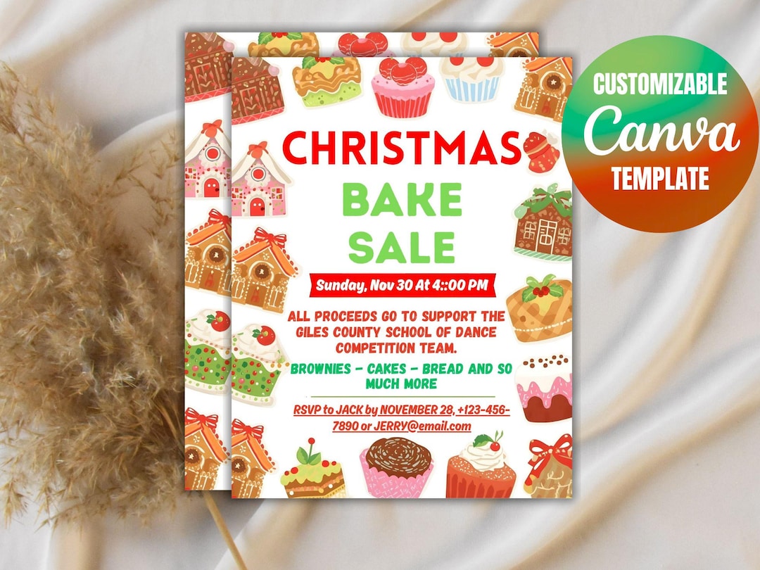 Christmas Bake Flyer Template | Editable Canva (8.5x11 Inches) - Etsy