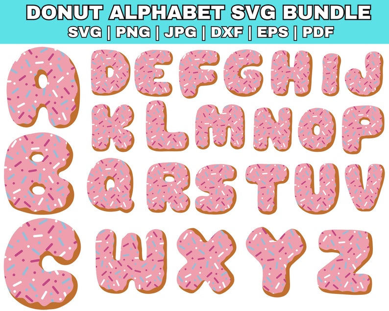 Alphabet Pink Donut Kids Svg | Donut Letters | Donut Lover Svg ...