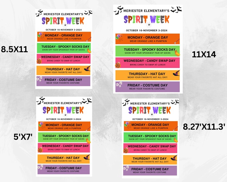 Editable Fall Spirit Week Flyer Template, School Spirit Schedule, Canva ...