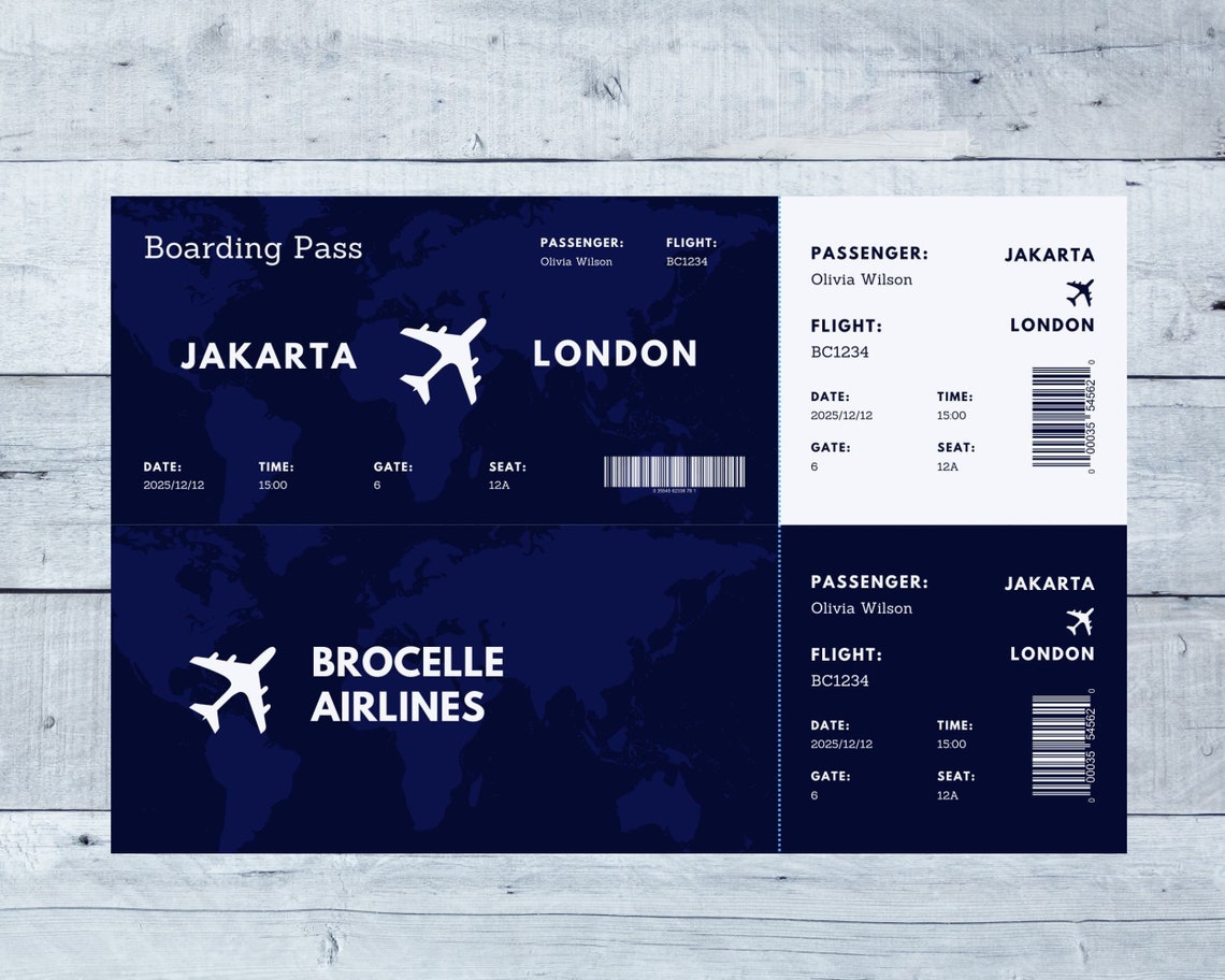 Editable Boarding Pass Template, Canva Boarding Pass, Customizable ...