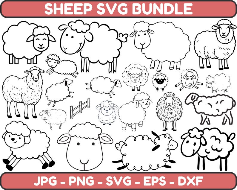 Sheep Svg Bundle, Sheep Svg, Png, Sheep Dxf, Sheep Clip Art, Sheep ...