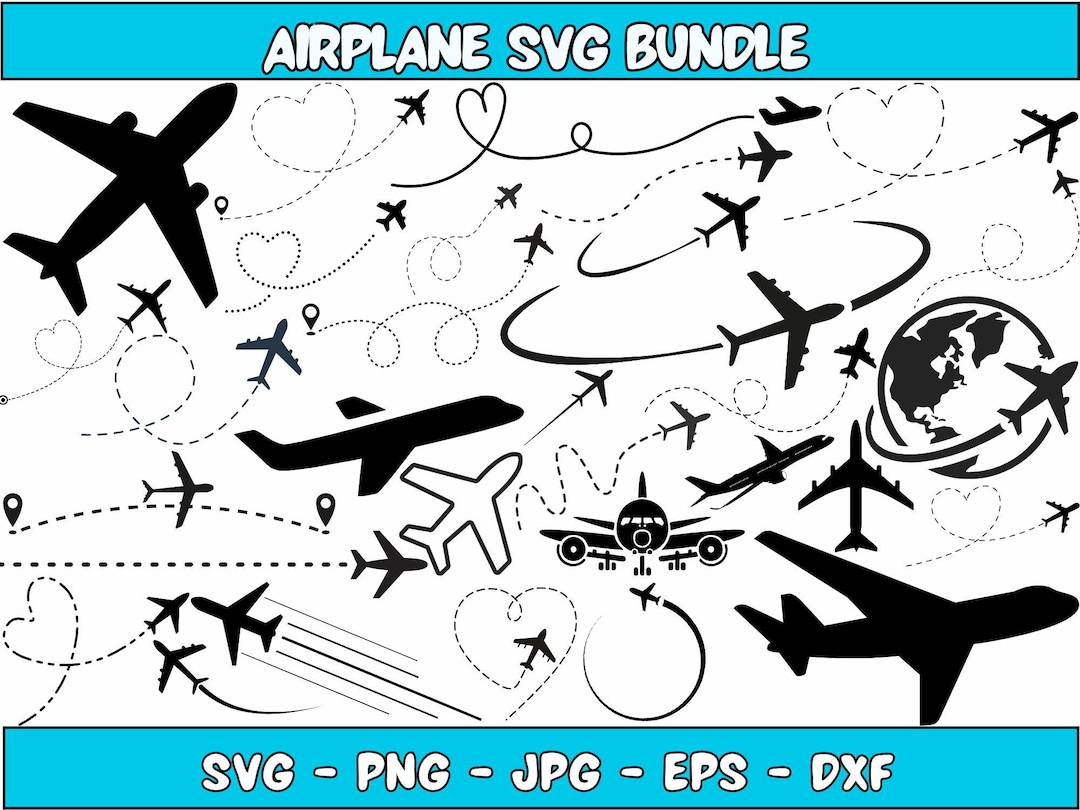 Airplane SVG Clipart Bundle: Travel Silhouette (digital Download) - Etsy
