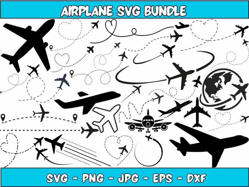 Airplane SVG Clipart Bundle: Travel Silhouette (digital Download) - Etsy