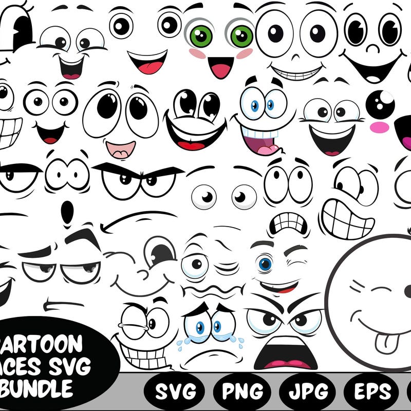 Cartoon Faces Svg - Etsy