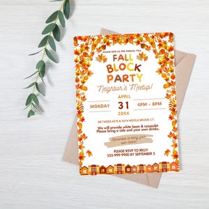 Fall Block Party Flyer Template: Autumn Neighborhood Meetup (canva ...
