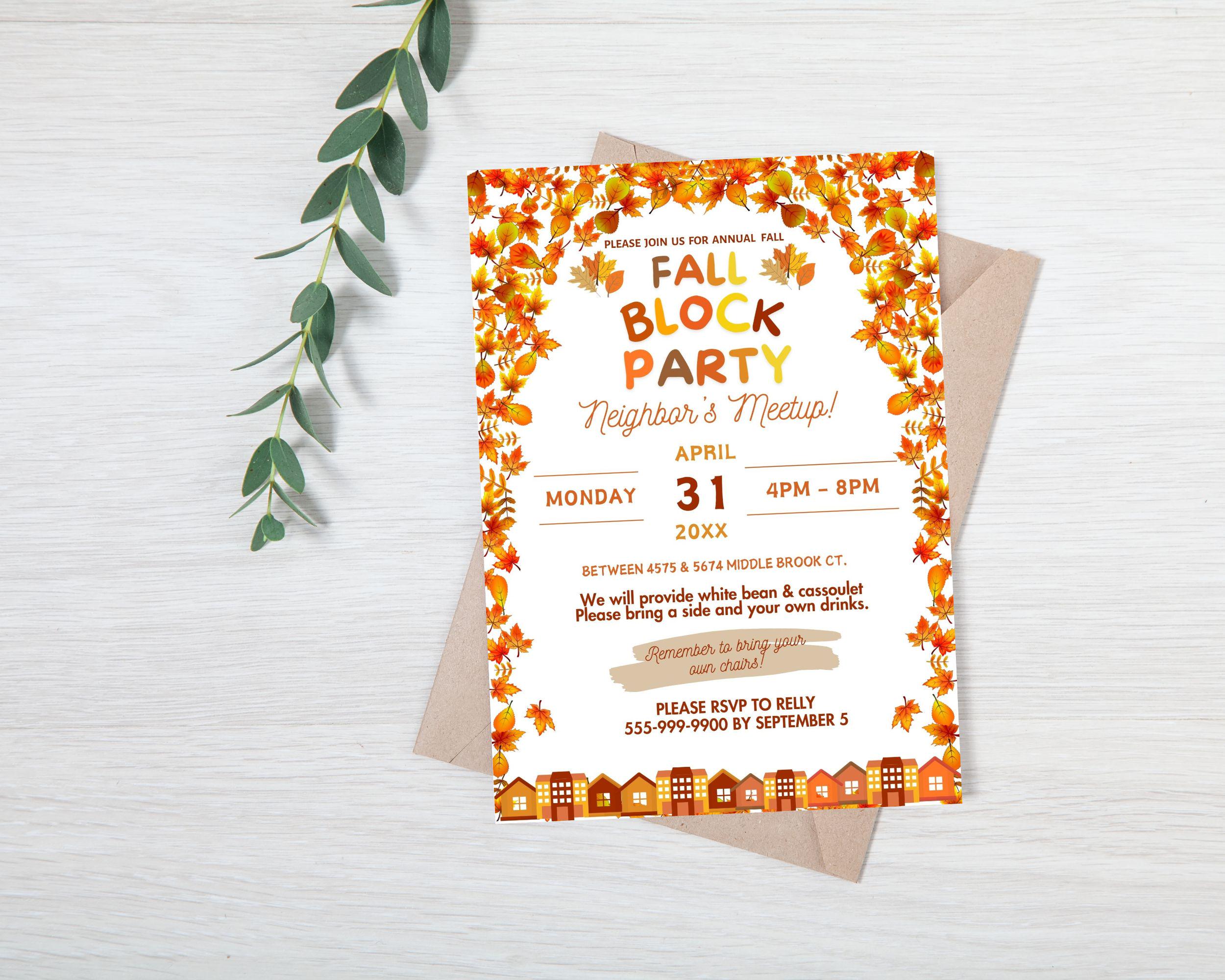 Fall Block Party Flyer Template: Autumn Neighborhood Meetup (canva ...