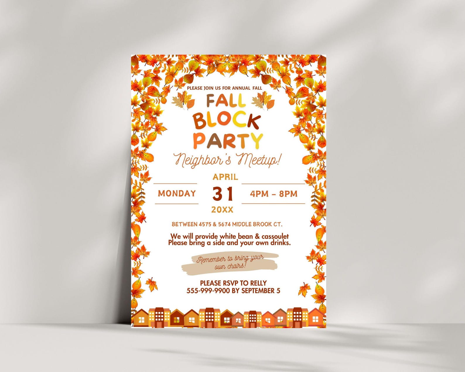 Fall Block Party Flyer Template: Autumn Neighborhood Meetup (canva ...