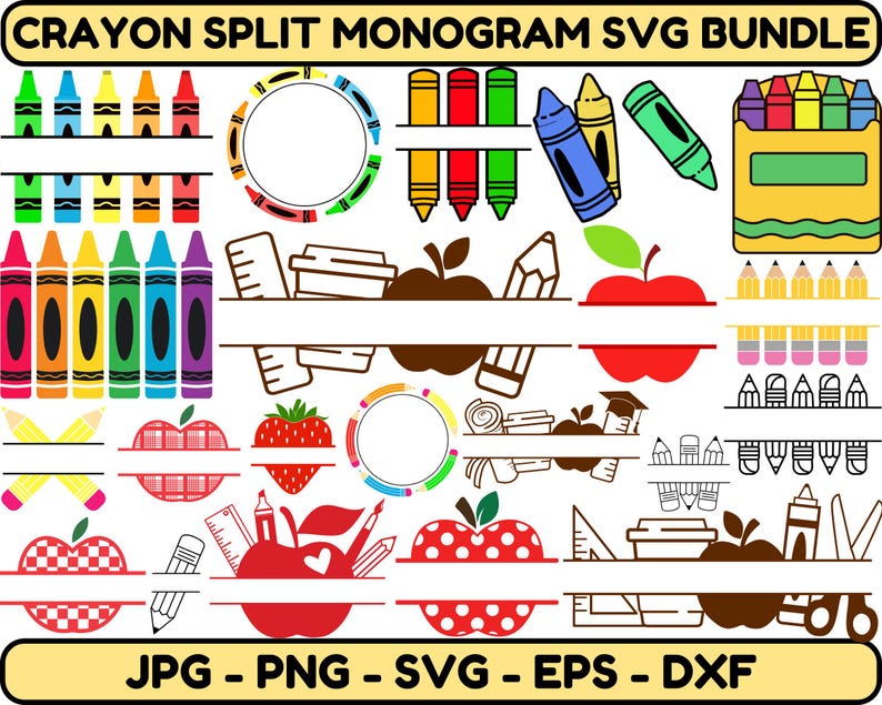 Crayon Split Monogram Svg, Crayon Svg, Teacher Svg, Crayon Wrapper Svg ...