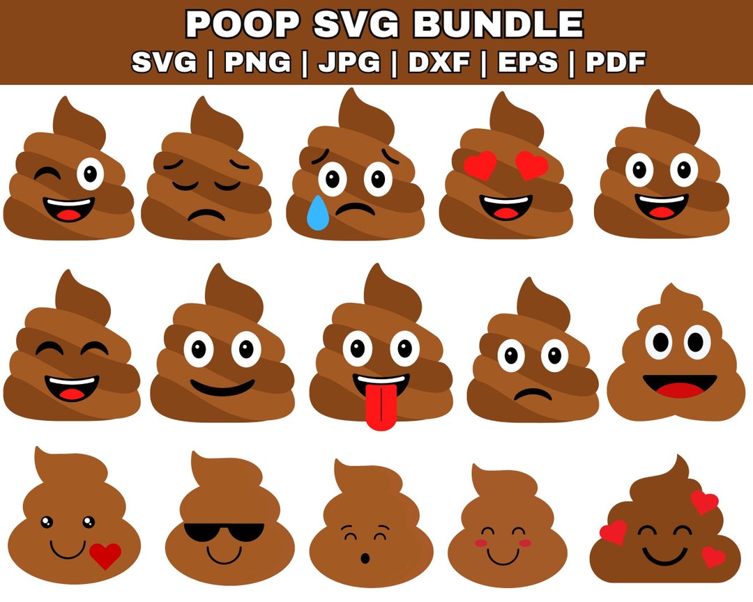 Poop Emoji SVG Bundle: Clip Art, Printable, Shirt Design (digital ...