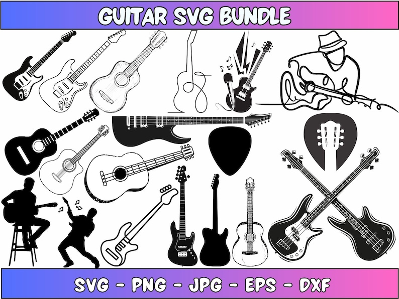 Guitar Svg Bundle, Guitar Note Svg, Electric Guitar Svg, Music Lovers ...