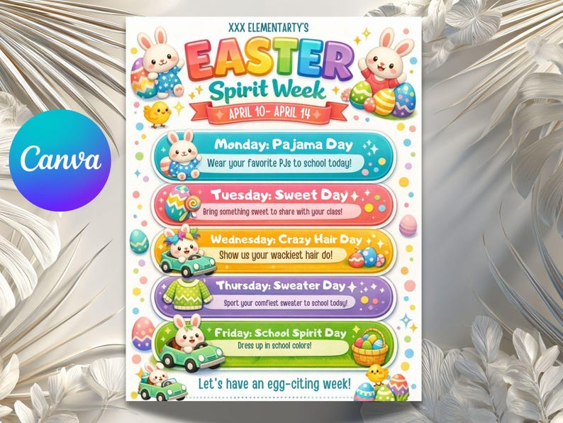 Customizable Easter School Spirit Week Flyer (canva Template) - Etsy