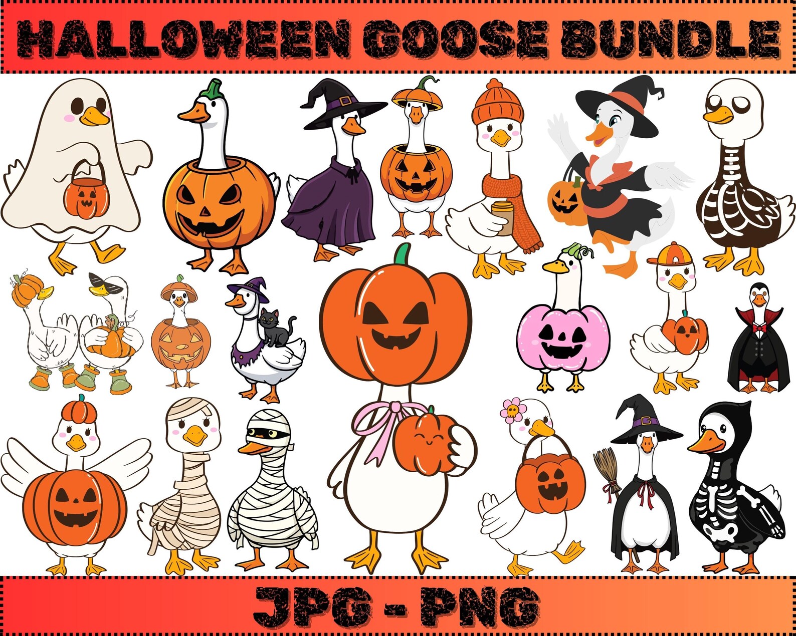 Halloween Goose SVG Bundle: Funny Spooky PNG Designs (digital Download ...