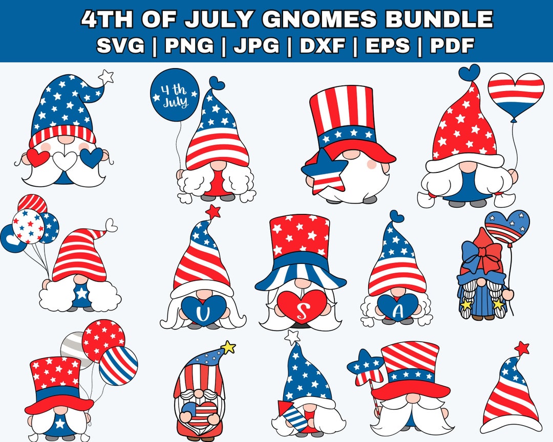 4th of July Gnomes SVG, Independence Day Patriotic Gnomes Clipart ...