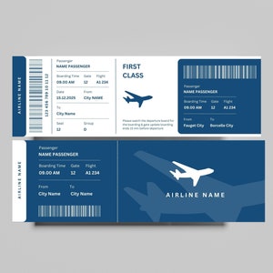 Editable Boarding Pass Template, Printable Personalized Airline Ticket ...