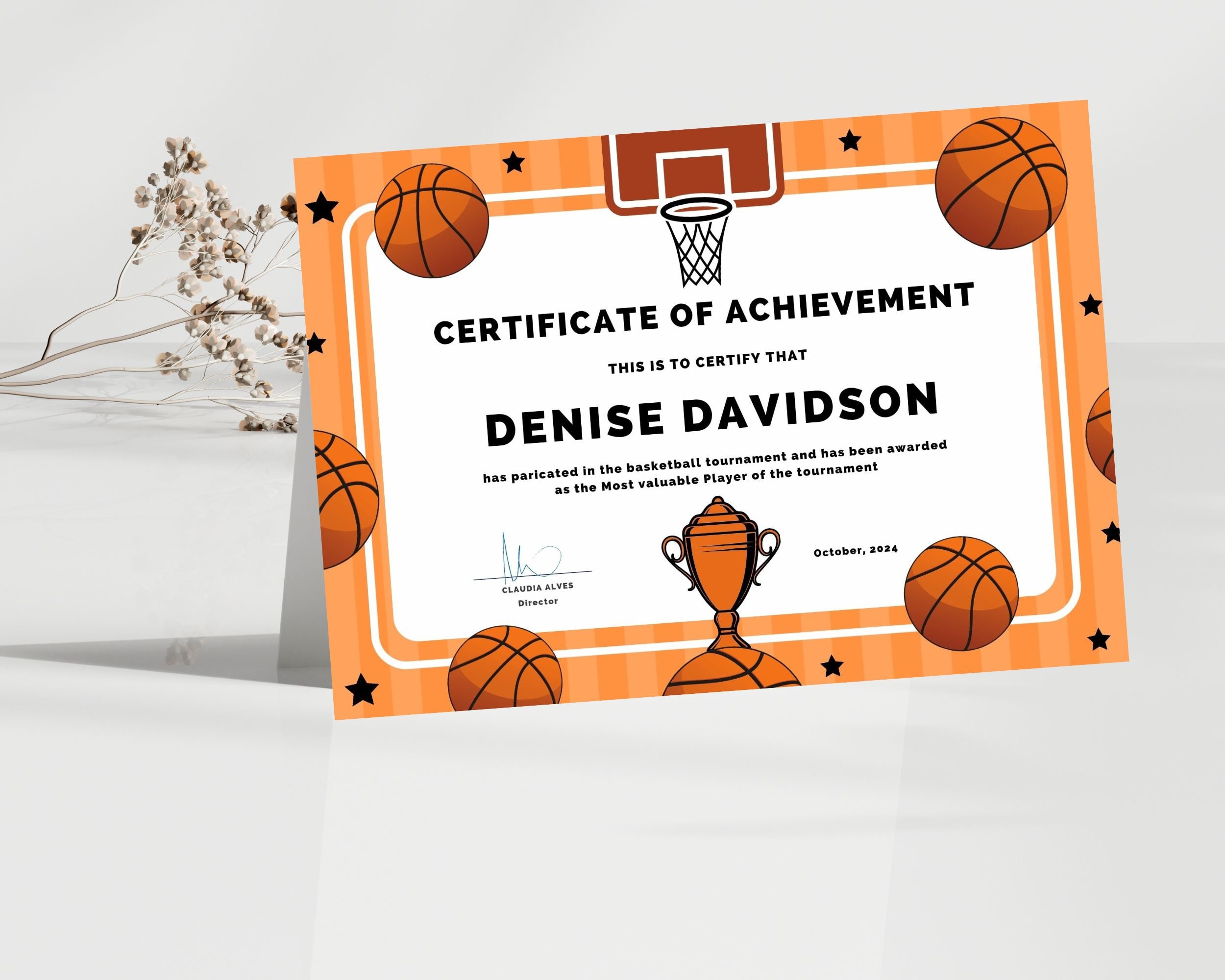 Basketball Awards, Editable Certificate Canva Template, Team Party ...