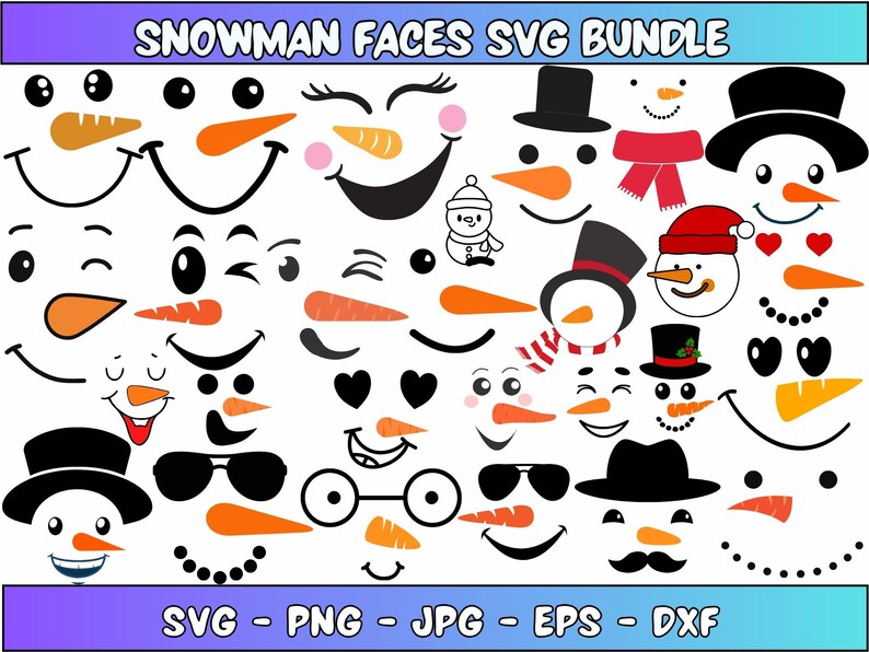 Snowman Svg Bundle, Snowman Clipart, , Winter Christmas Svg, Snowman ...