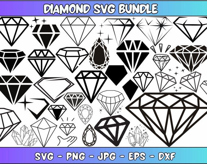 Diamond SVG File, Diamond Clipart, Diamond DXF, Diamond Silhouette ...
