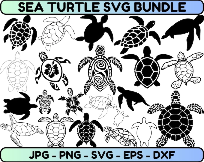 Sea Turtle Svg Bundle, Tortoise Svg, Sea Turtle Clipart, Turtle Cricut ...