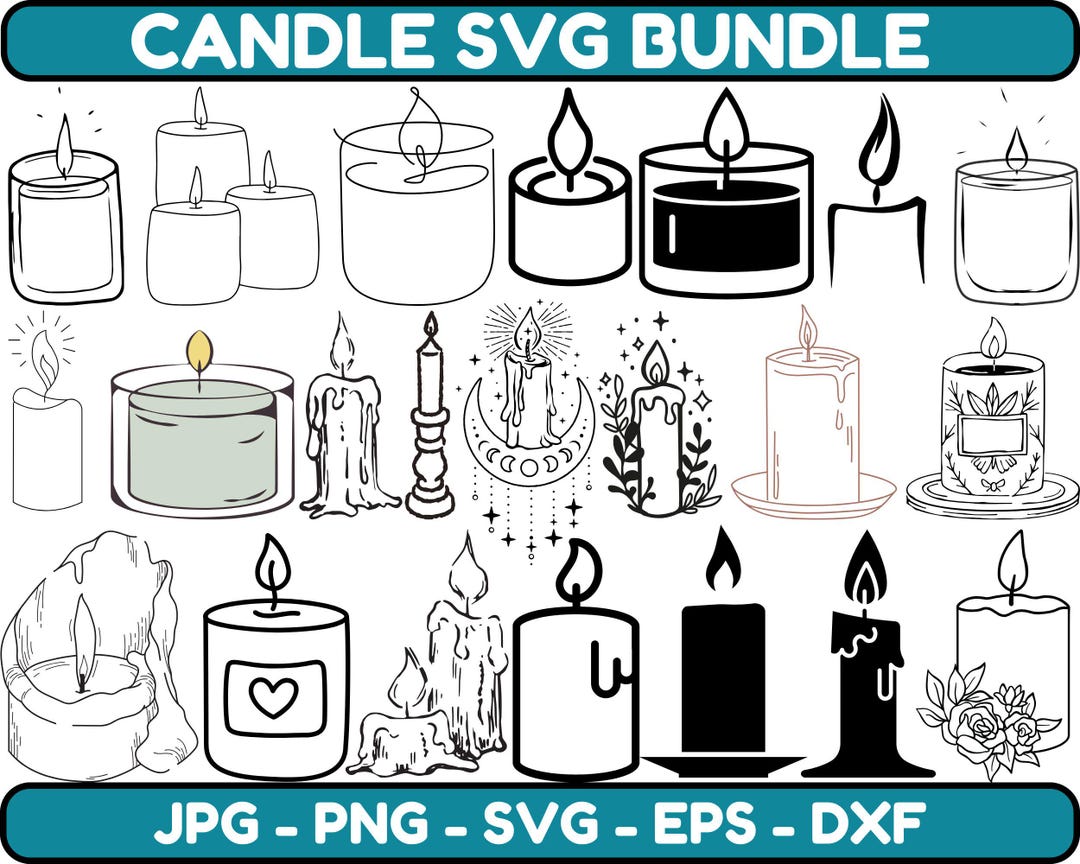 Candle SVG Bundle: Vector Cut Files (digital Download) - Etsy