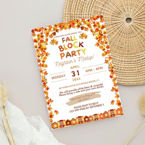 Fall Block Party Flyer Template: Autumn Neighborhood Meetup (canva ...