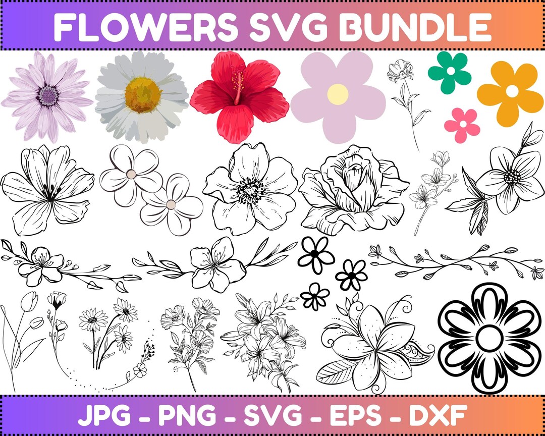 Flower SVG Bundle, Flowers Svg, Spring, Flowers Designs for Shirts ...