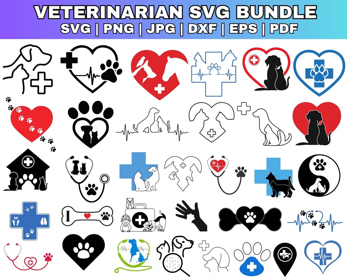 Veterinarian SVG Bundle: Pet Doctor, Animals, Dog & Cat (digital Files ...