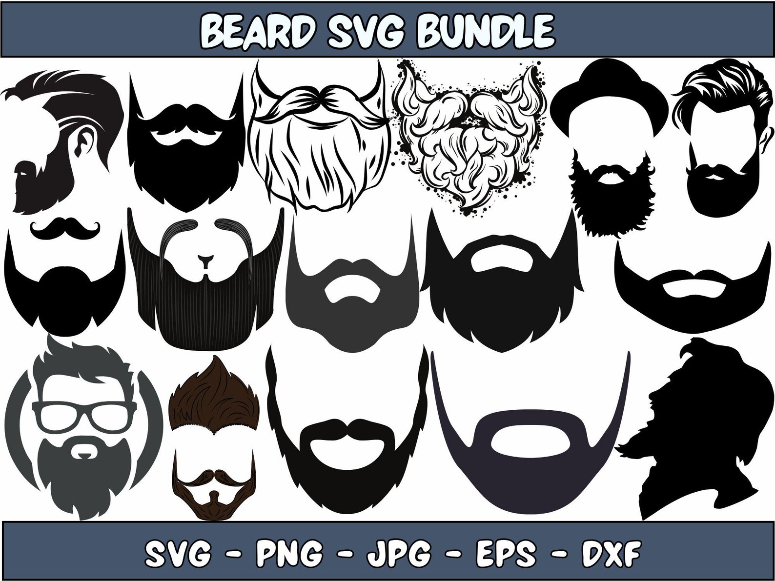 Beard SVG Bundle, Beard PNG Bundle, Beard Clipart, Beard SVG Cut Files ...