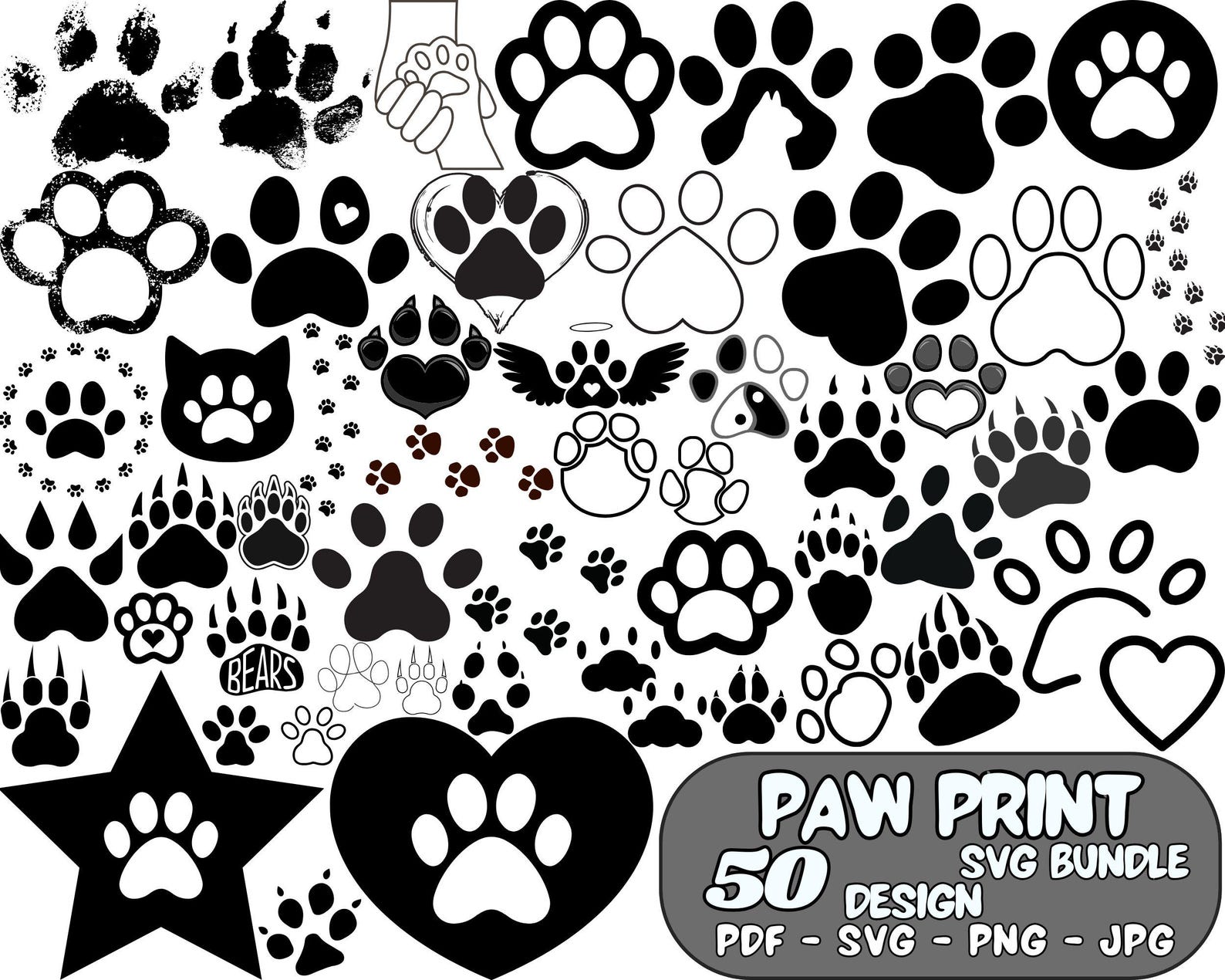 Paw Print Svg, Dog Paw SVG, Dog Svg, Paw Svg, Animal Paw Svg, Cat Paw ...