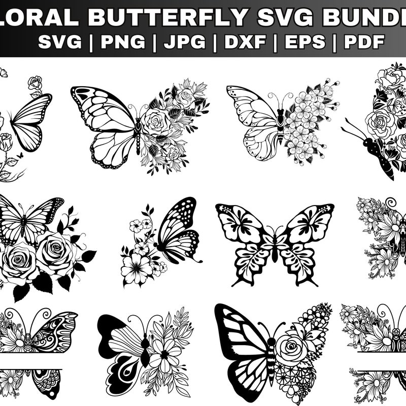 Butterfly Flower Svg - Etsy