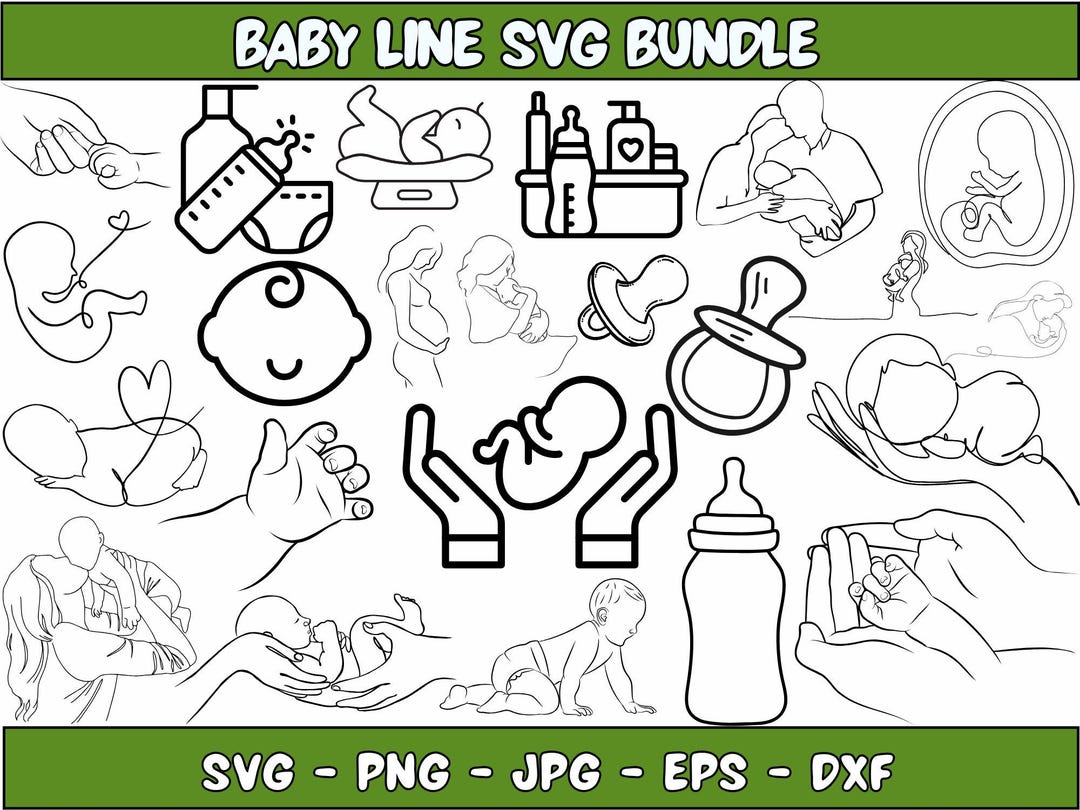 Baby Line Drawing 6 | Newborn Babies Line Drawing Digital File | Boy ...