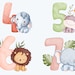 Safari Animals Numbers Clipart: Watercolor PNG, SVG, PDF - Etsy