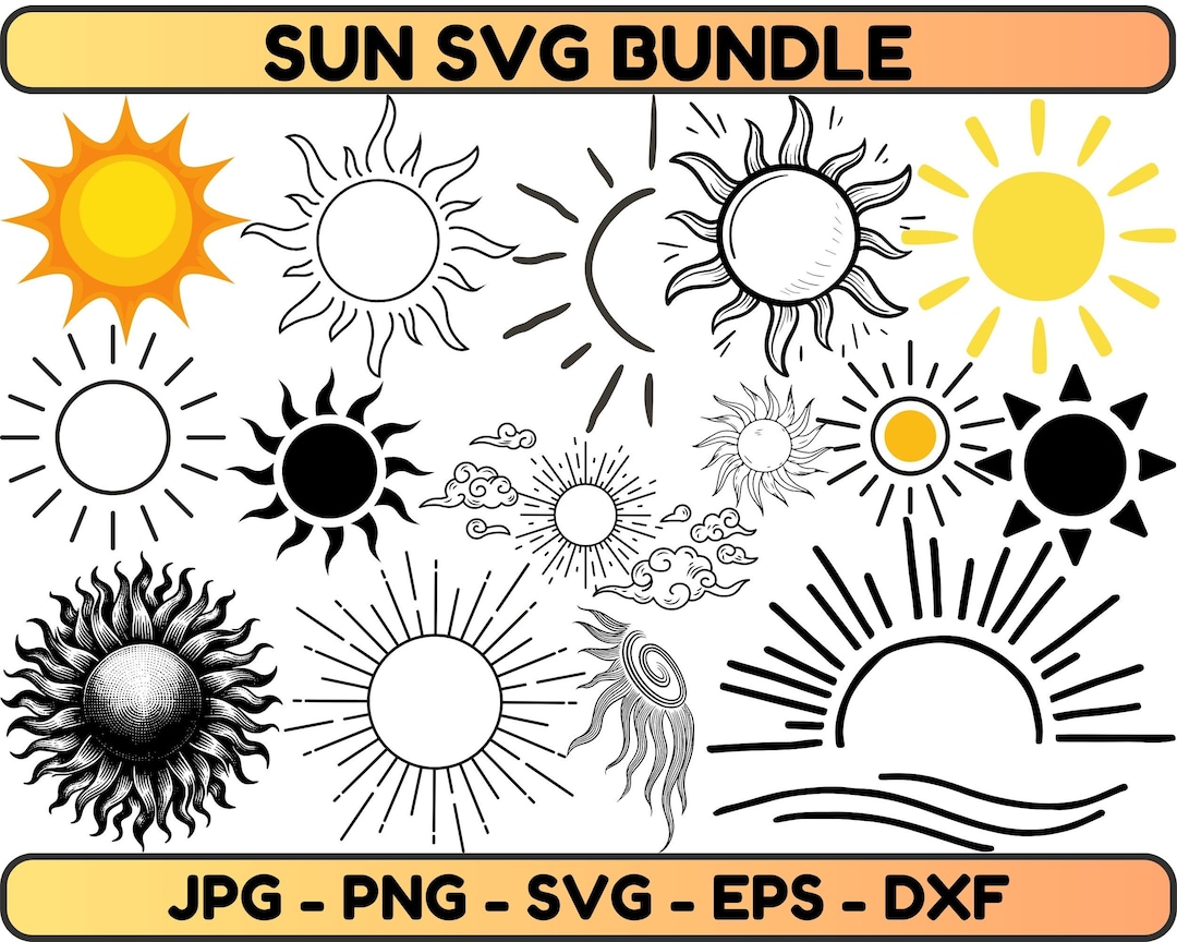 Sun SVG Bundle: Sunrise Silhouette Cut Files (digital Download) - Etsy