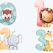 Safari Animals Numbers Clipart: Watercolor PNG, SVG, PDF - Etsy