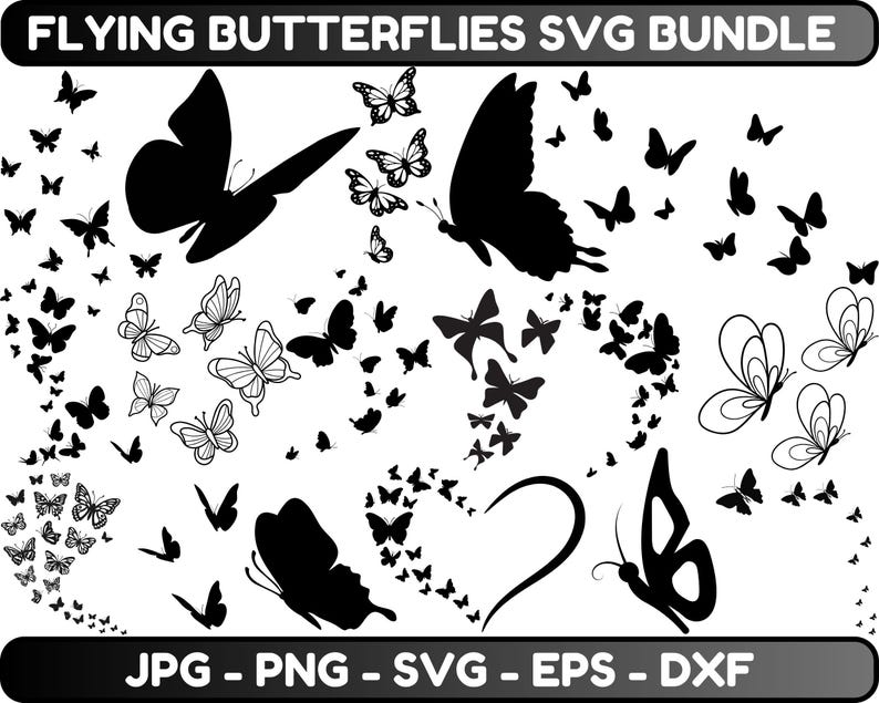 Flying Butterflies Svg Bundle, Butterfly Svg, Butterfly Clipart ...