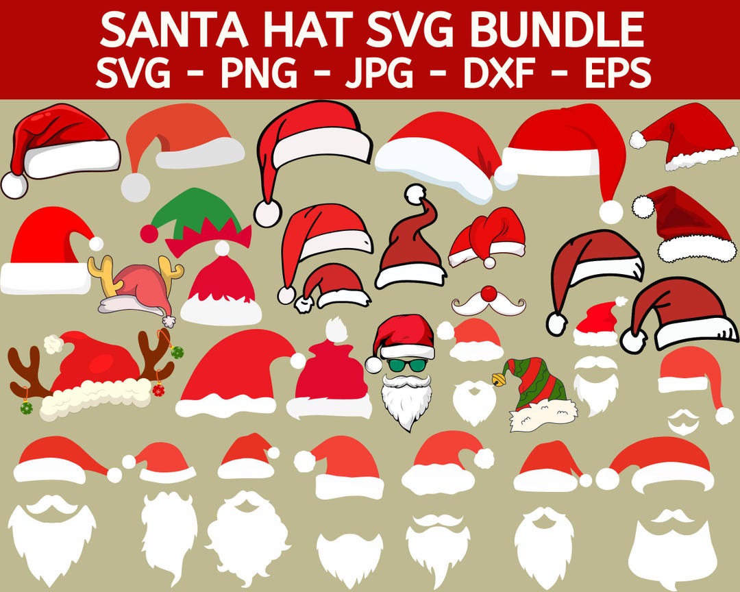 Santa Hat SVG Bundle: Christmas Cut Files (digital Download) - Etsy
