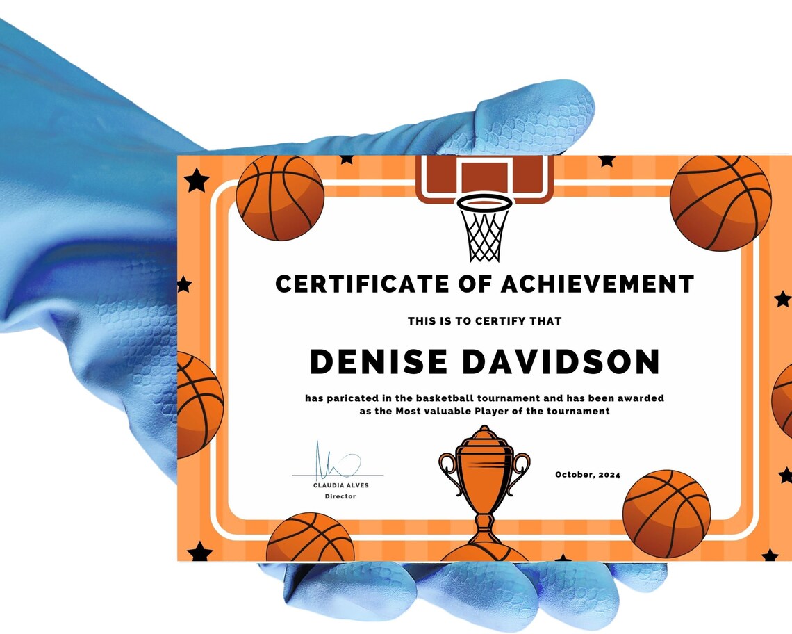 Basketball Awards, Editable Certificate Canva Template, Team Party ...