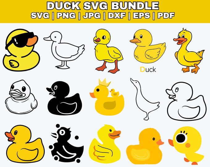 Duck Svg Bundle, Rubber Ducky Svg, Rubber Duck Svg, Duck Clipart, Duck ...