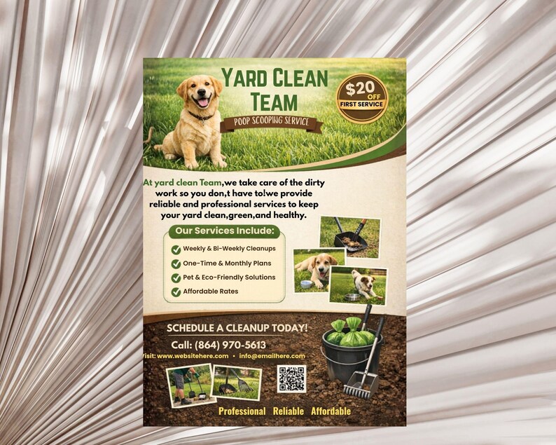 Editable Poop Scooping Service Flyer, Pet Waste Cleanup Marketing (8 ...