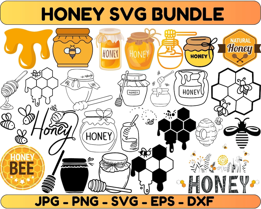 Honey SVG Bundle: Bee, Honeycomb, and Honey Pot (digital Files) - Etsy