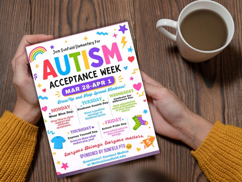 Autism Acceptance or Awareness Week Itinerary Flyer | Editable Canva ...