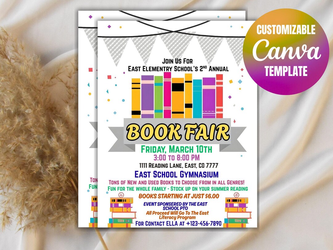 Book Fair Flyer Template: School Fundraiser Invite (digital Download ...