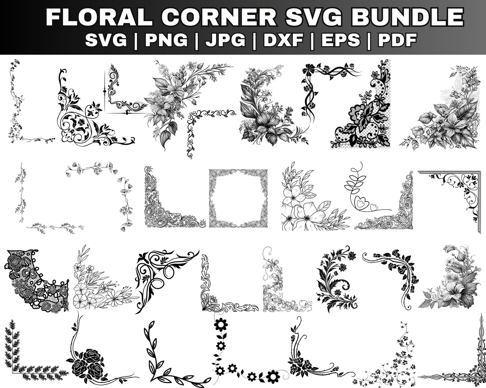 Corner Svg Bundle Corner Svg Floral Corner Svg Files Decorative Page