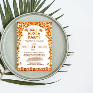 Fall Block Party Flyer Template: Autumn Neighborhood Meetup (canva ...