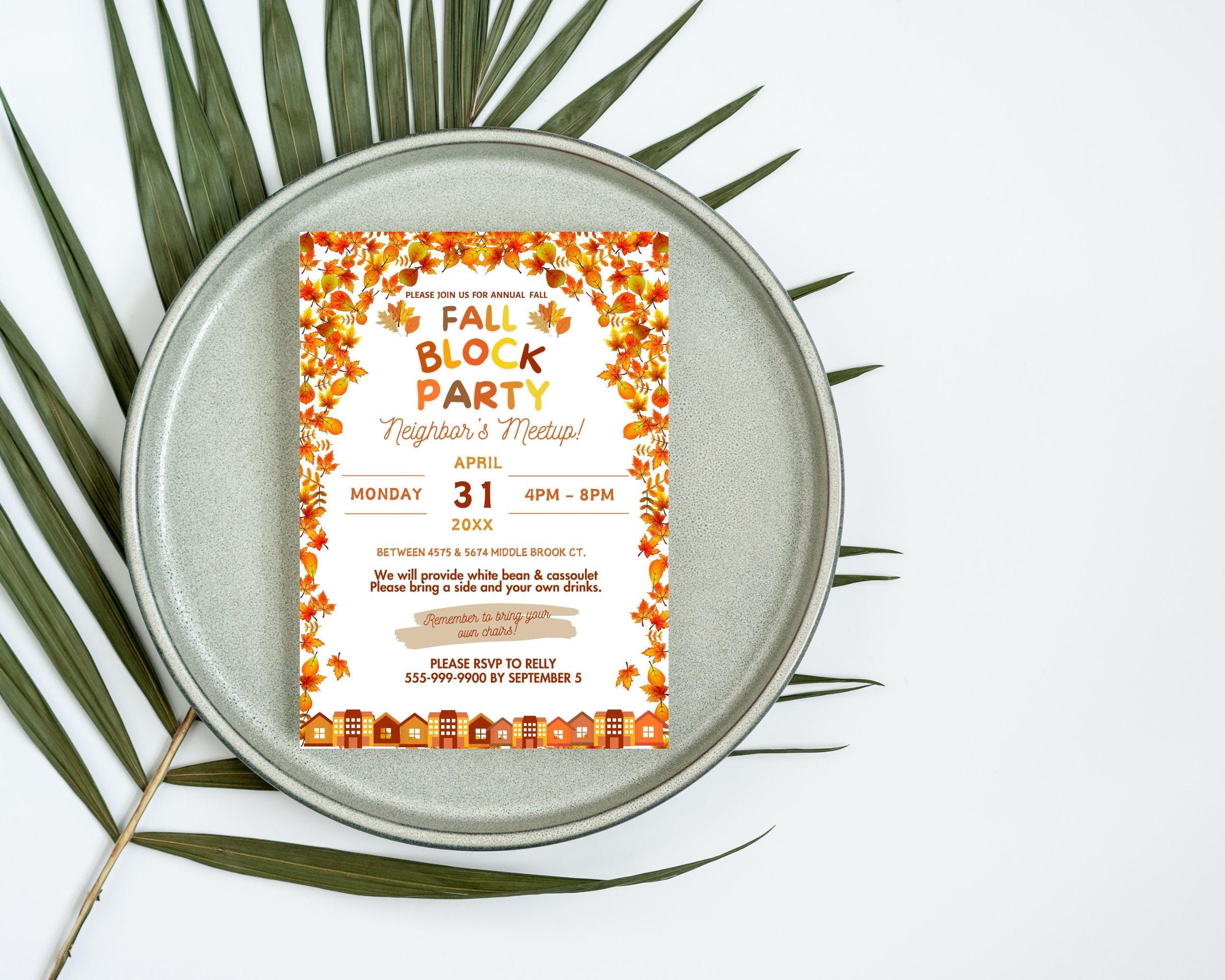 Fall Block Party Flyer Template: Autumn Neighborhood Meetup (canva ...