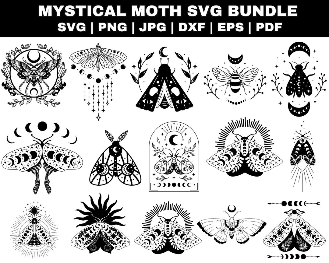 Moth SVG, Moths Clipart, Moth SVG Bundle, Moth Line Drawing, Cut File ...