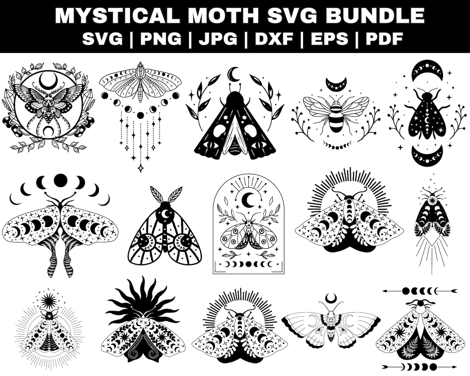 Moth SVG, Moths Clipart, Moth SVG Bundle, Moth Line Drawing, Cut File ...