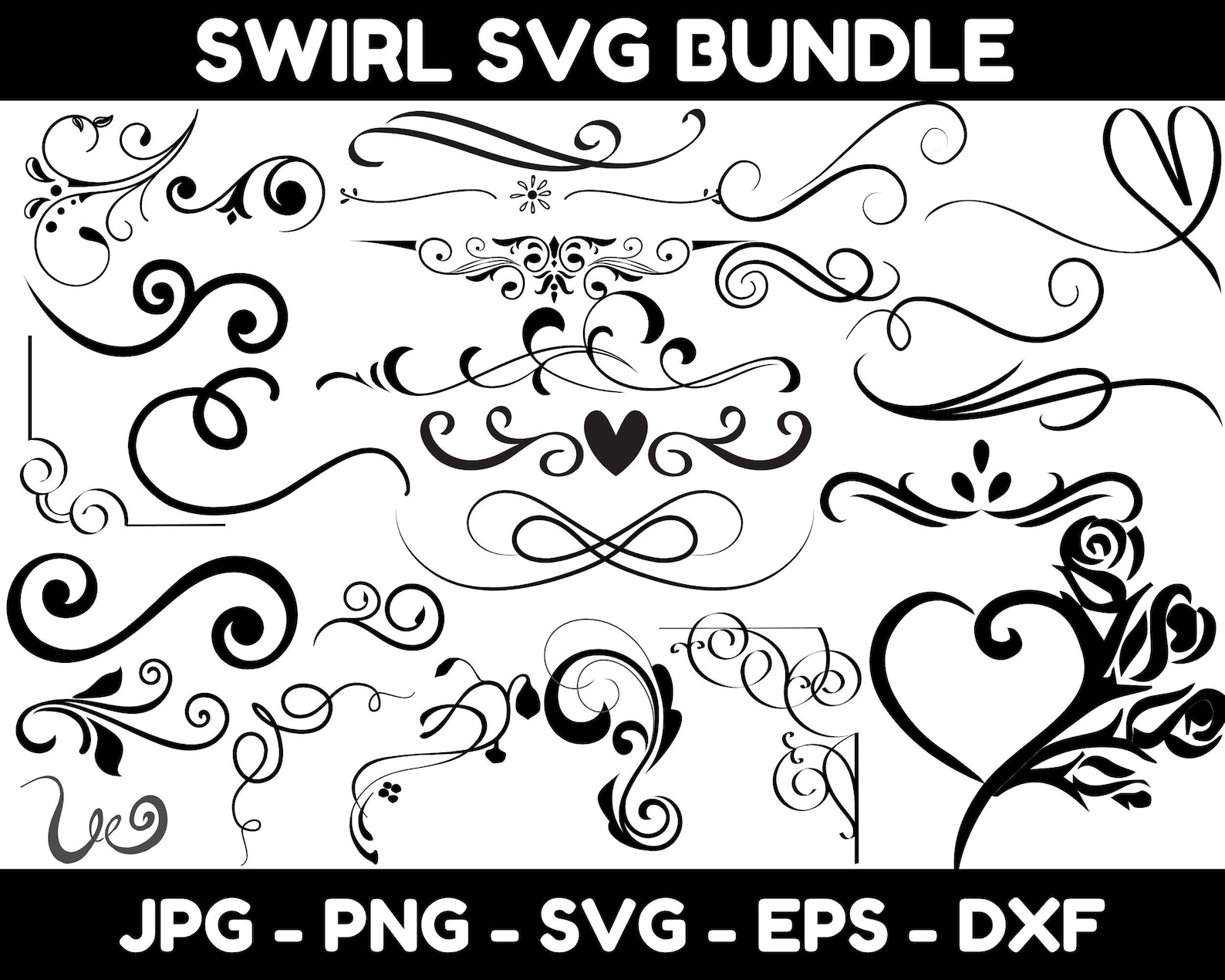 Swirl SVG Clipart, Flourish Cut File (instant Download) - Etsy