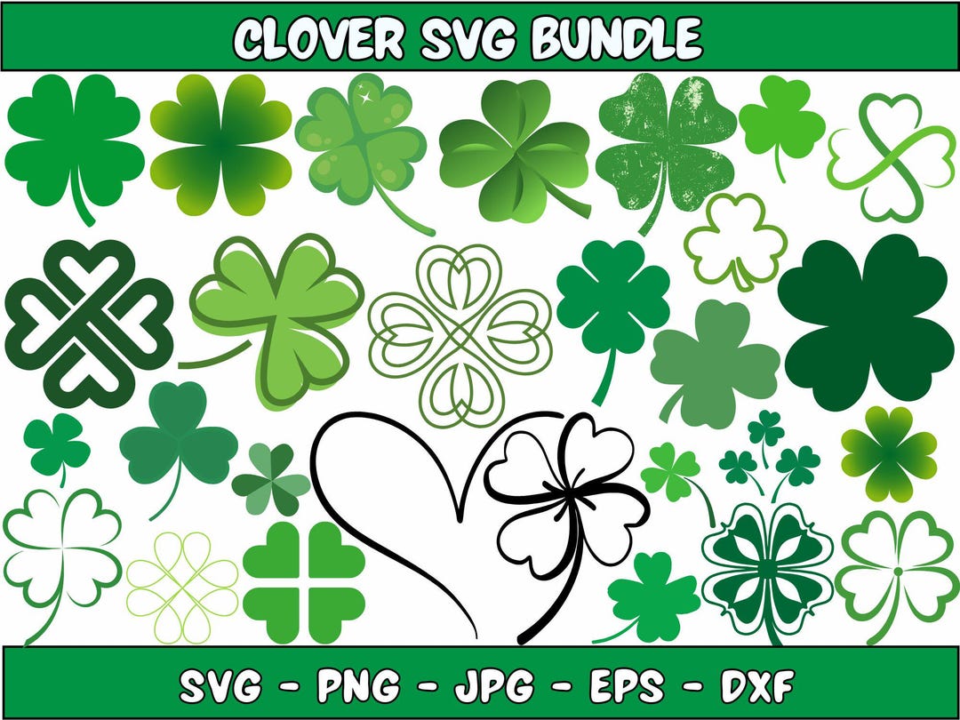 Clover SVG Bundle: Shamrock Clipart, St Patricks Day Design (digital ...