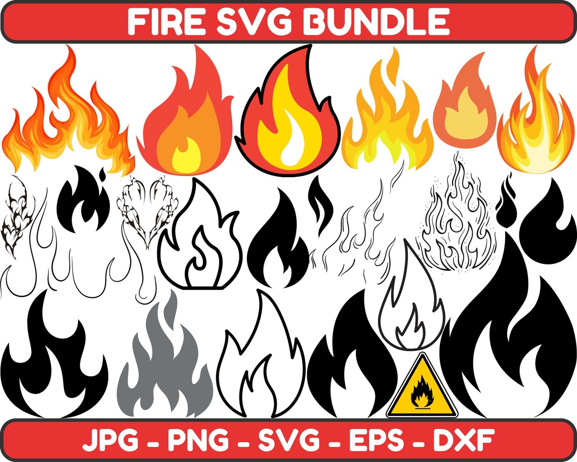 Fire Flames SVG Bundle: Clipart Graphics (digital Download) - Etsy